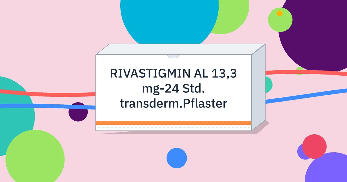 Symbolbild: Packung mit der Aufschrift RIVASTIGMIN AL 13,3 mg-24 Std. transderm.Pflaster (PZN 11657708) – Verfügbarkeit und Bezug in Apotheken in Frankfurt am Main