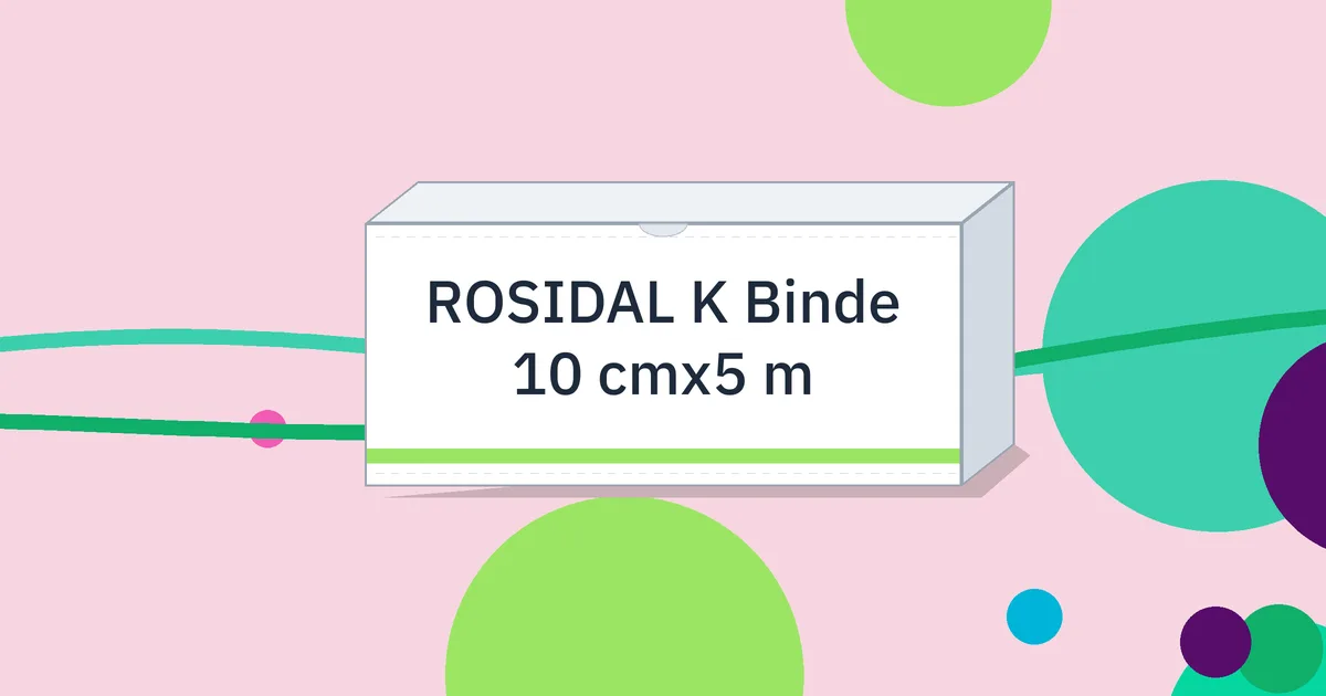 Symbolbild: Packung mit der Aufschrift ROSIDAL K Binde 10 cmx5 m (PZN 01471055) – Verfügbarkeit und Bezug in Apotheken in Frankfurt am Main