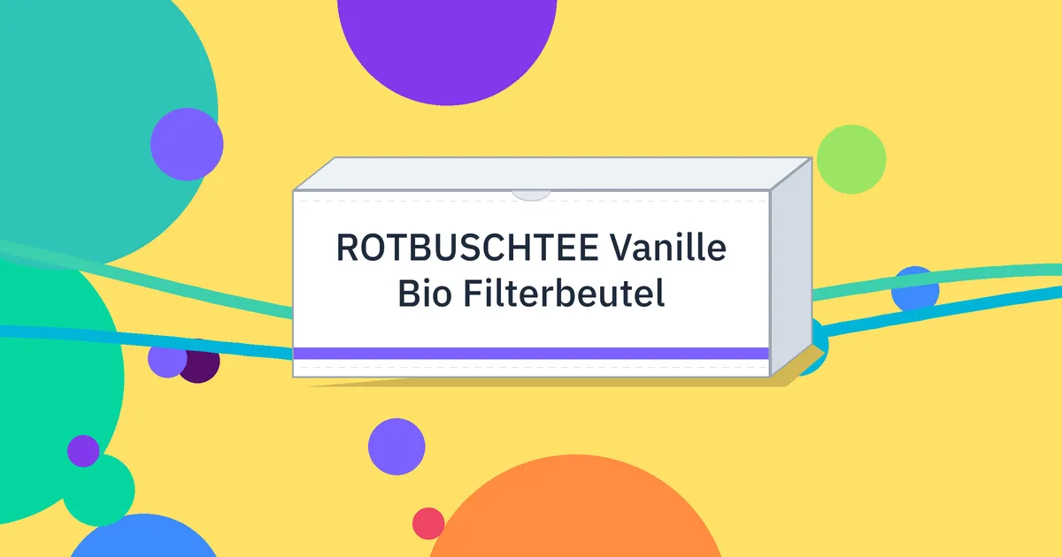 Symbolbild: Packung mit der Aufschrift ROTBUSCHTEE Vanille Bio Filterbeutel (PZN 10932207) – Verfügbarkeit und Bezug in Apotheken in Frankfurt am Main