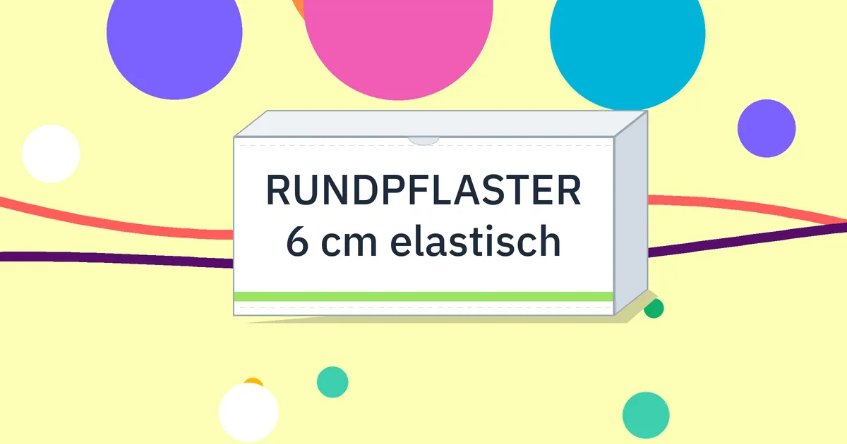 Symbolbild: Packung mit der Aufschrift RUNDPFLASTER 6 cm elastisch (PZN 07624407) – Verfügbarkeit und Bezug in Apotheken in Frankfurt am Main