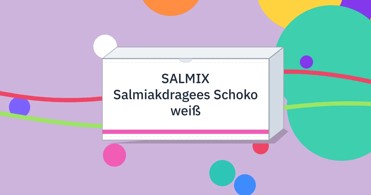 Symbolbild: Packung mit der Aufschrift SALMIX Salmiakdragees Schoko weiß (PZN 19484294) – Verfügbarkeit und Bezug in Apotheken in Frankfurt am Main