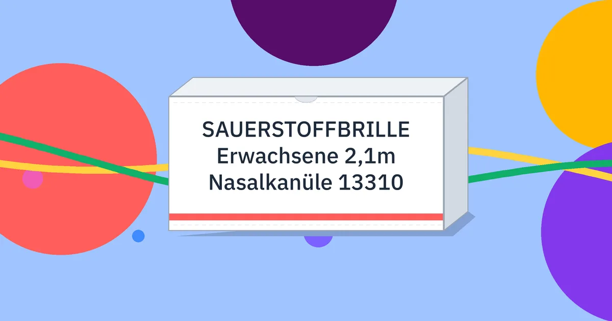 Symbolbild: Packung mit der Aufschrift SAUERSTOFFBRILLE Erwachsene 2,1m Nasalkanüle 13310 (PZN 20344055) – Verfügbarkeit und Bezug in Apotheken in Frankfurt am Main