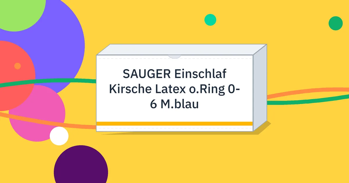 Symbolbild: Packung mit der Aufschrift SAUGER Einschlaf Kirsche Latex o.Ring 0-6 M.blau (PZN 09475259) – Verfügbarkeit und Bezug in Apotheken in Frankfurt am Main