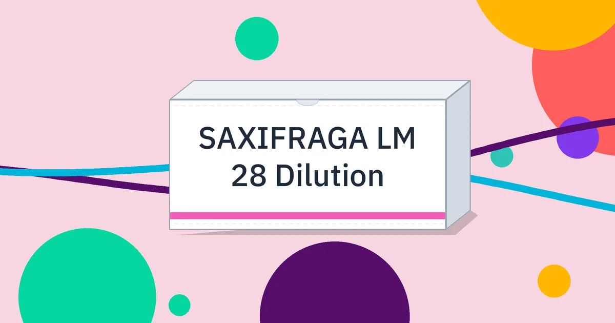 Symbolbild: Packung mit der Aufschrift SAXIFRAGA LM 28 Dilution (PZN 13688699) – Verfügbarkeit und Bezug in Apotheken in Frankfurt am Main