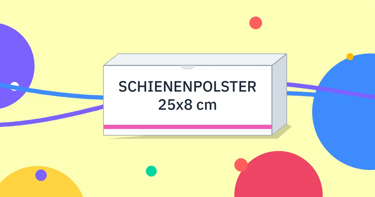 Symbolbild: Packung mit der Aufschrift SCHIENENPOLSTER 25x8 cm (PZN 01736186) – Verfügbarkeit und Bezug in Apotheken in Frankfurt am Main