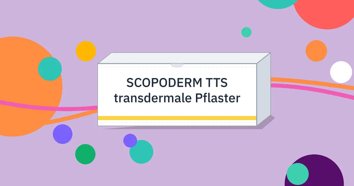 Symbolbild: Packung mit der Aufschrift SCOPODERM TTS transdermale Pflaster (PZN 17825130) – Verfügbarkeit und Bezug in Apotheken in Frankfurt am Main