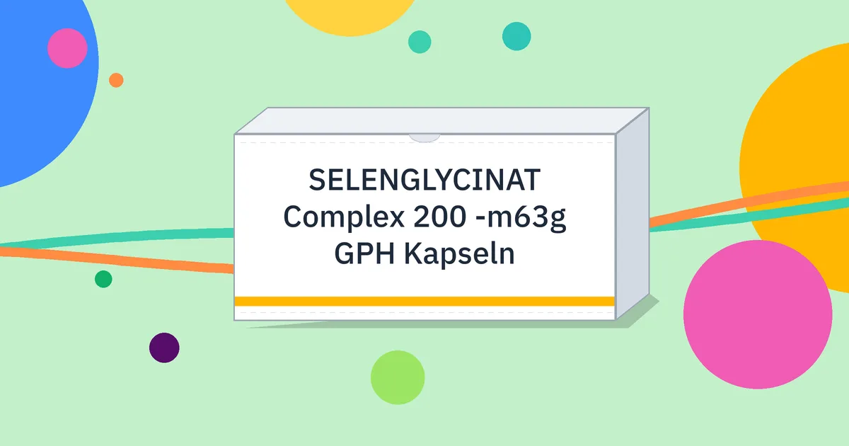 Symbolbild: Packung mit der Aufschrift SELENGLYCINAT Complex 200 -m63g GPH Kapseln (PZN 10190527) – Verfügbarkeit und Bezug in Apotheken in Frankfurt am Main