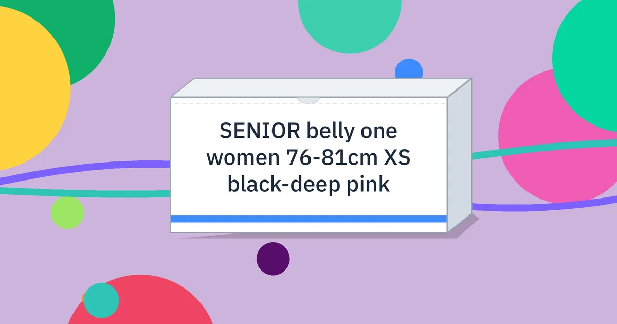 Symbolbild: Packung mit der Aufschrift SENIOR belly one women 76-81cm XS black-deep pink (PZN 13513451) – Verfügbarkeit und Bezug in Apotheken in Frankfurt am Main