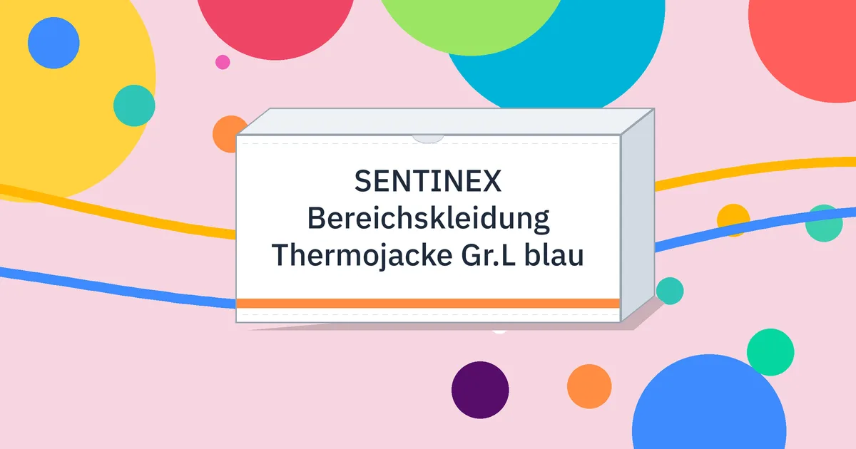 Symbolbild: Packung mit der Aufschrift SENTINEX Bereichskleidung Thermojacke Gr.L blau (PZN 09286334) – Verfügbarkeit und Bezug in Apotheken in Frankfurt am Main