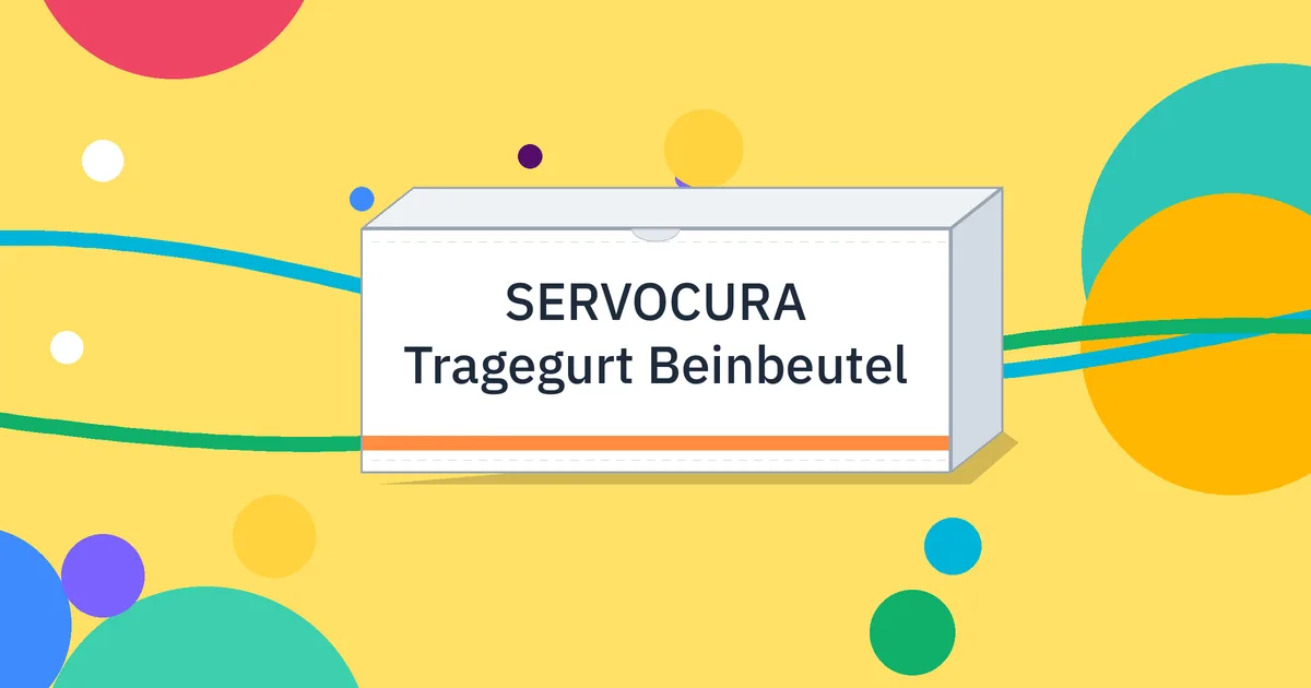 Symbolbild: Packung mit der Aufschrift SERVOCURA Tragegurt Beinbeutel (PZN 09095918) – Verfügbarkeit und Bezug in Apotheken in Frankfurt am Main