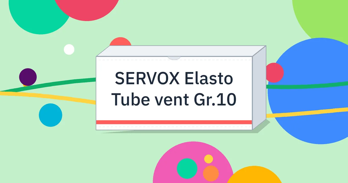 Symbolbild: Packung mit der Aufschrift SERVOX Elasto Tube vent Gr.10 (PZN 09205347) – Verfügbarkeit und Bezug in Apotheken in Frankfurt am Main