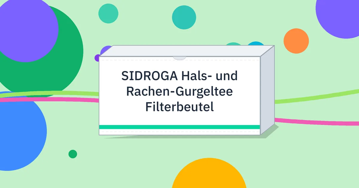Symbolbild: Packung mit der Aufschrift SIDROGA Hals- und Rachen-Gurgeltee Filterbeutel (PZN 08871214) – Verfügbarkeit und Bezug in Apotheken in Frankfurt am Main