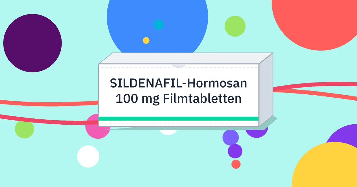 Symbolbild: Packung mit der Aufschrift SILDENAFIL-Hormosan 100 mg Filmtabletten (PZN 12418779) – Verfügbarkeit und Bezug in Apotheken in Frankfurt am Main