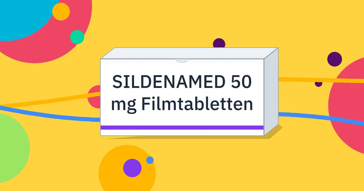 Symbolbild: Packung mit der Aufschrift SILDENAMED 50 mg Filmtabletten (PZN 20156135) – Verfügbarkeit und Bezug in Apotheken in Frankfurt am Main