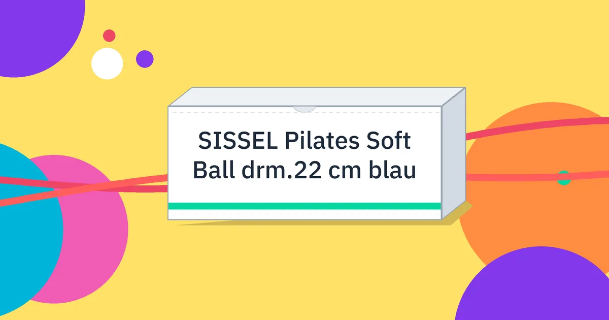 Symbolbild: Packung mit der Aufschrift SISSEL Pilates Soft Ball drm.22 cm blau (PZN 09156488) – Verfügbarkeit und Bezug in Apotheken in Frankfurt am Main