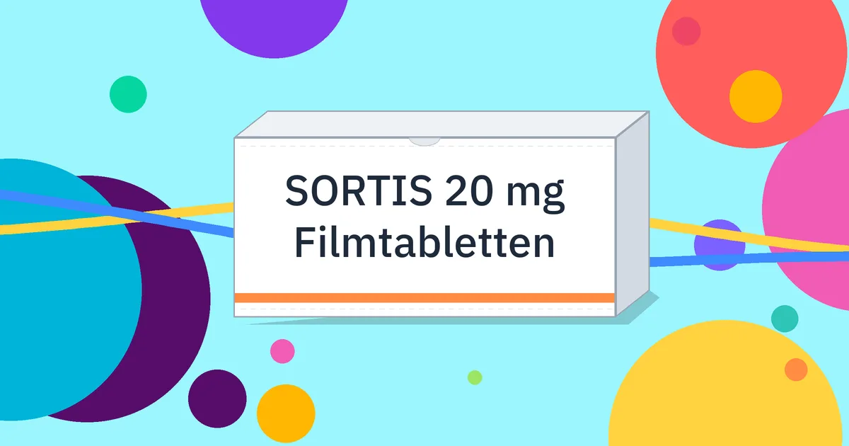 Symbolbild: Packung mit der Aufschrift SORTIS 20 mg Filmtabletten (PZN 12960604) – Verfügbarkeit und Bezug in Apotheken in Frankfurt am Main