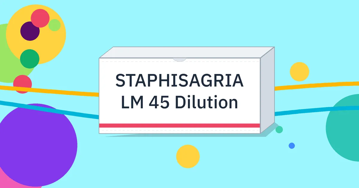 Symbolbild: Packung mit der Aufschrift STAPHISAGRIA LM 45 Dilution (PZN 13199799) – Verfügbarkeit und Bezug in Apotheken in Frankfurt am Main