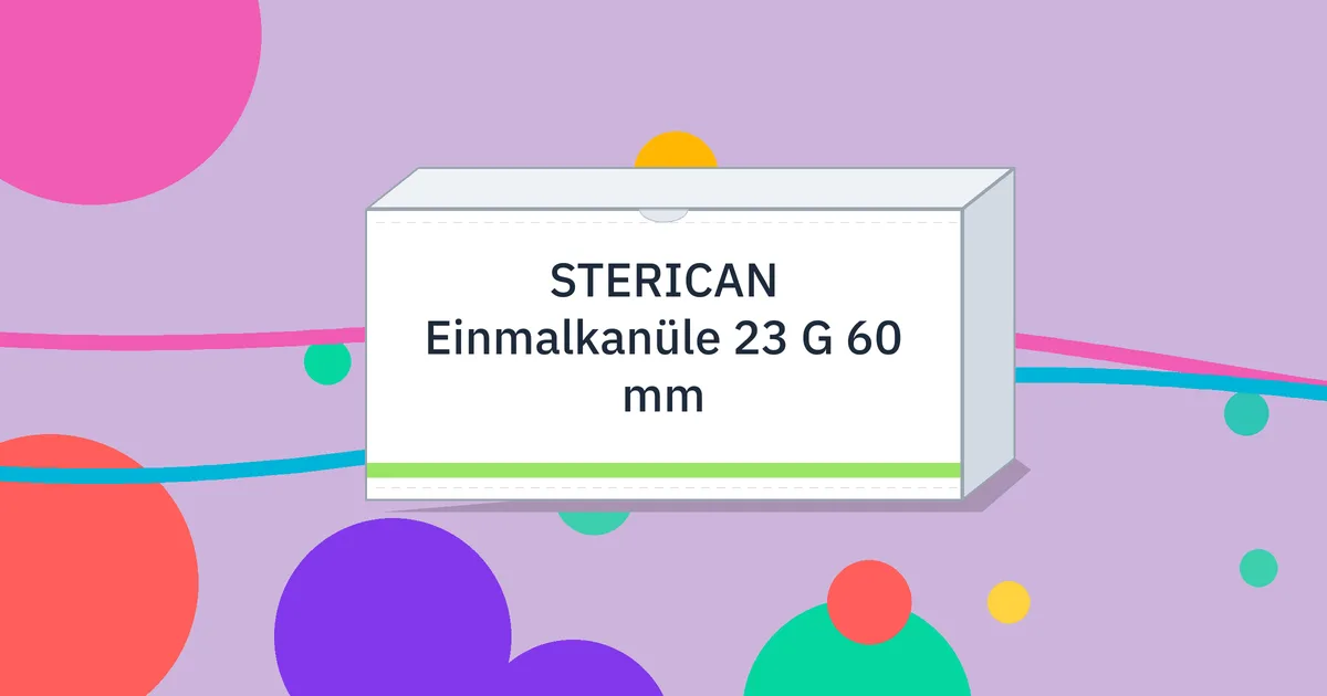 Symbolbild: Packung mit der Aufschrift STERICAN Einmalkanüle 23 G 60 mm (PZN 18746450) – Verfügbarkeit und Bezug in Apotheken in Frankfurt am Main