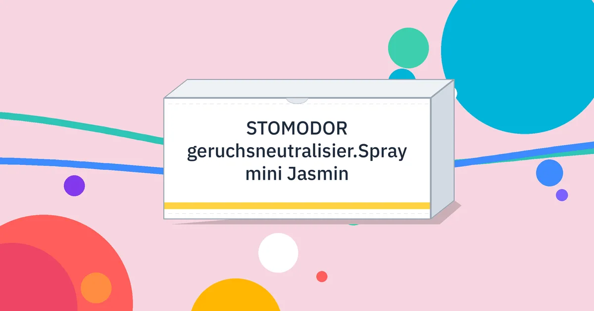 Symbolbild: Packung mit der Aufschrift STOMODOR geruchsneutralisier.Spray mini Jasmin (PZN 17866270) – Verfügbarkeit und Bezug in Apotheken in Frankfurt am Main
