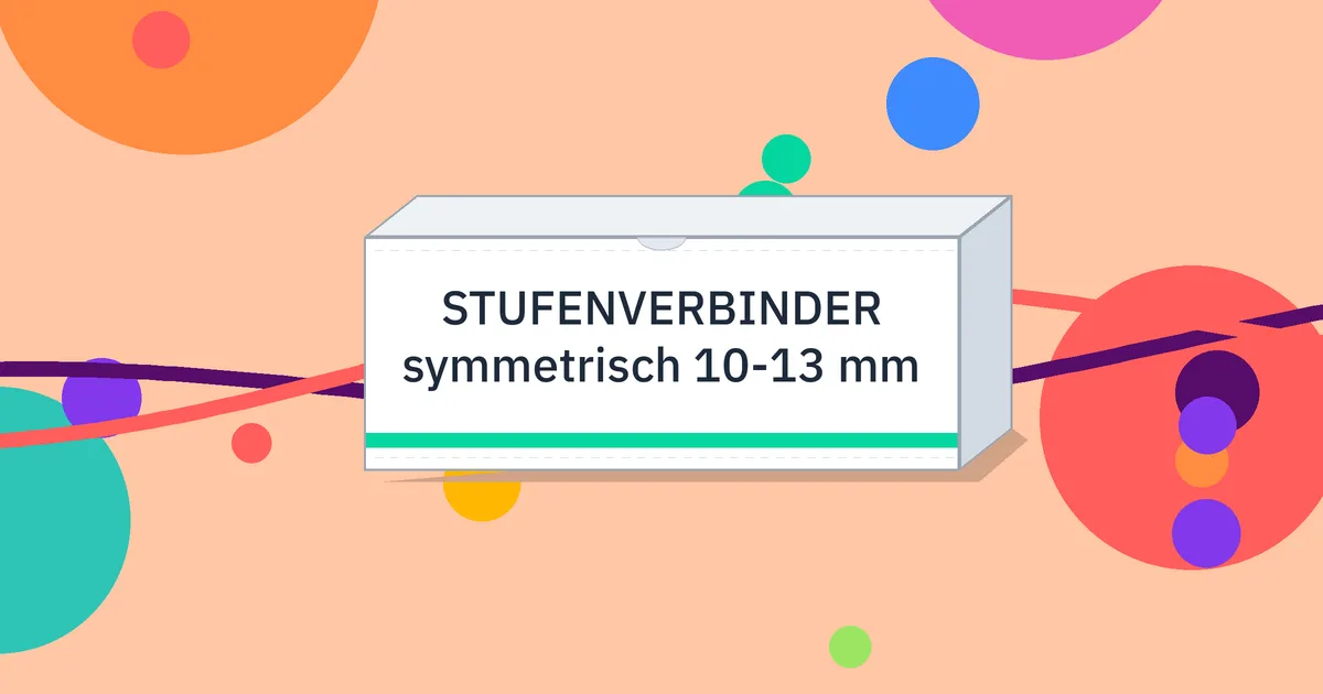 Symbolbild: Packung mit der Aufschrift STUFENVERBINDER symmetrisch 10-13 mm (PZN 17932512) – Verfügbarkeit und Bezug in Apotheken in Frankfurt am Main