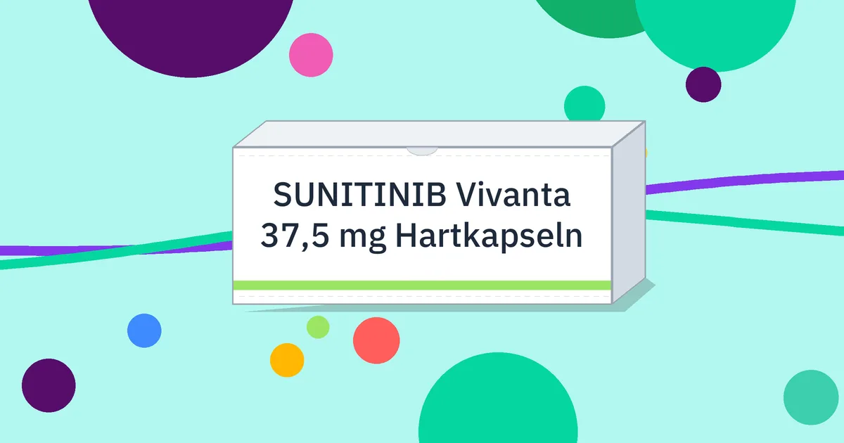 Symbolbild: Packung mit der Aufschrift SUNITINIB Vivanta 37,5 mg Hartkapseln (PZN 18491576) – Verfügbarkeit und Bezug in Apotheken in Frankfurt am Main