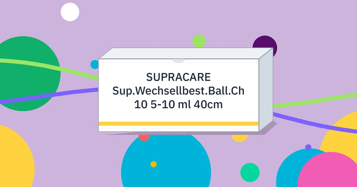 Symbolbild: Packung mit der Aufschrift SUPRACARE Sup.Wechsellbest.Ball.Ch 10 5-10 ml 40cm (PZN 12774592) – Verfügbarkeit und Bezug in Apotheken in Frankfurt am Main