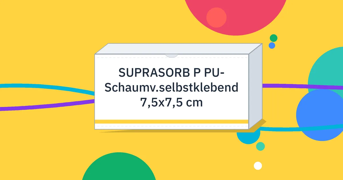 Symbolbild: Packung mit der Aufschrift SUPRASORB P PU-Schaumv.selbstklebend 7,5x7,5 cm (PZN 18001098) – Verfügbarkeit und Bezug in Apotheken in Frankfurt am Main