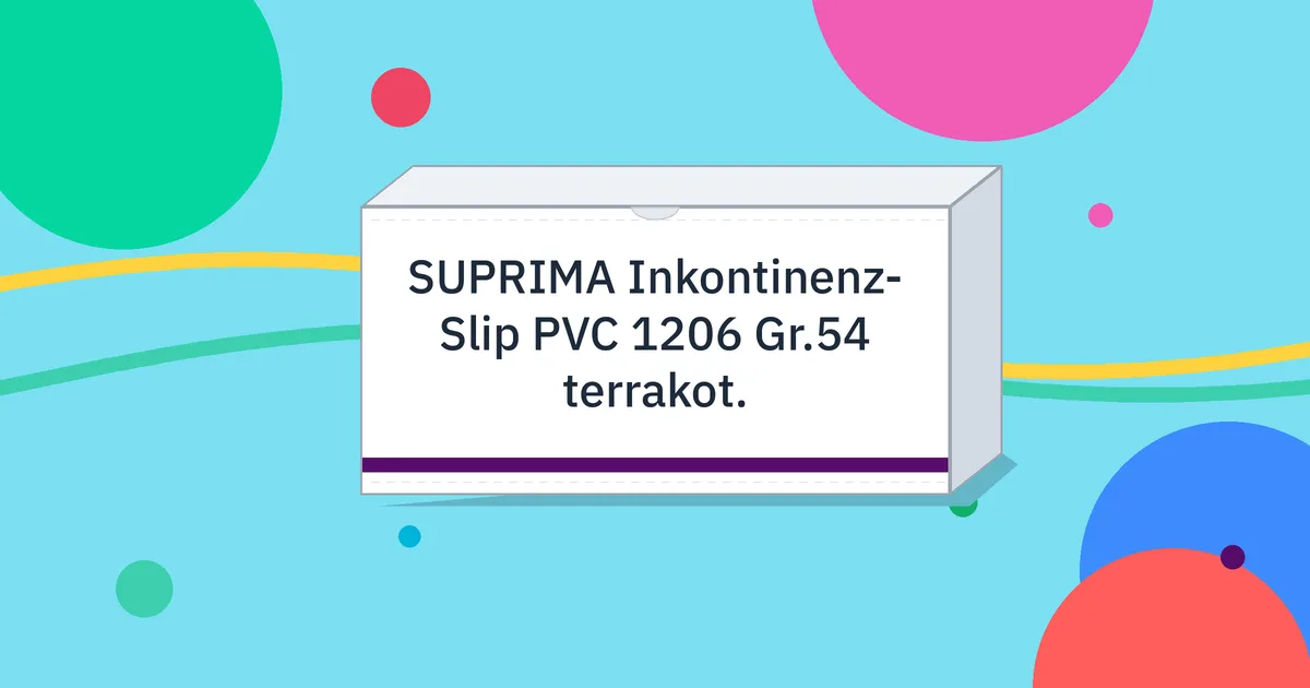 Symbolbild: Packung mit der Aufschrift SUPRIMA Inkontinenz-Slip PVC 1206 Gr.54 terrakot. (PZN 00417579) – Verfügbarkeit und Bezug in Apotheken in Frankfurt am Main