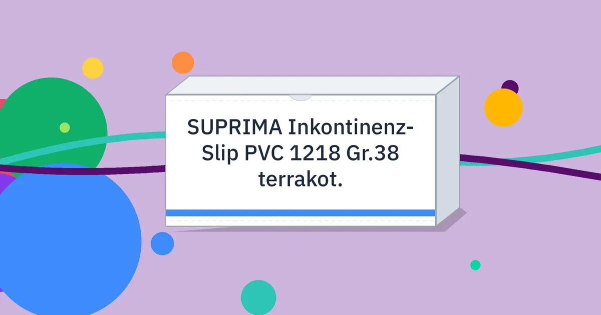 Symbolbild: Packung mit der Aufschrift SUPRIMA Inkontinenz-Slip PVC 1218 Gr.38 terrakot. (PZN 02530802) – Verfügbarkeit und Bezug in Apotheken in Frankfurt am Main