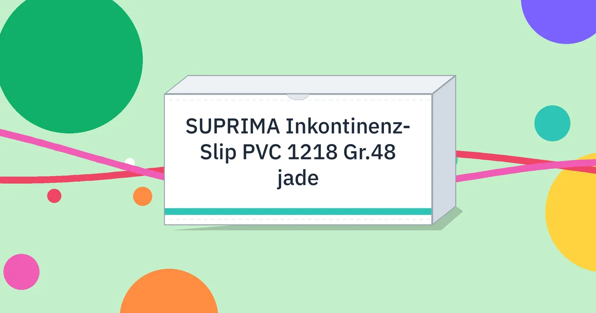Symbolbild: Packung mit der Aufschrift SUPRIMA Inkontinenz-Slip PVC 1218 Gr.48 jade (PZN 03297940) – Verfügbarkeit und Bezug in Apotheken in Frankfurt am Main