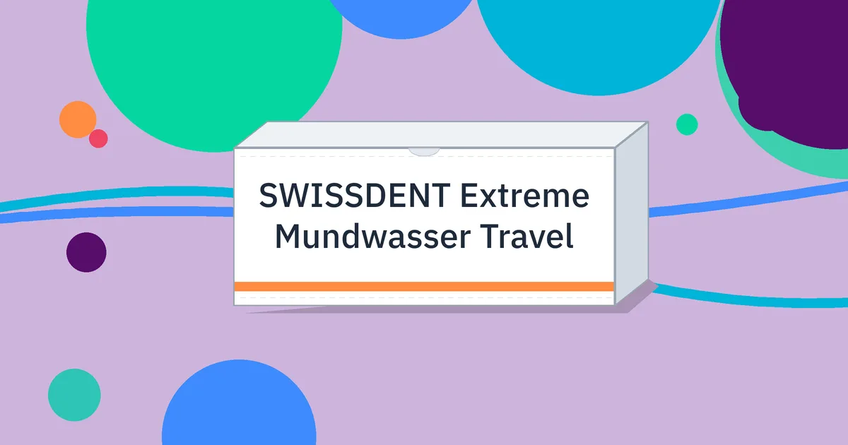 Symbolbild: Packung mit der Aufschrift SWISSDENT Extreme Mundwasser Travel (PZN 19472977) – Verfügbarkeit und Bezug in Apotheken in Frankfurt am Main