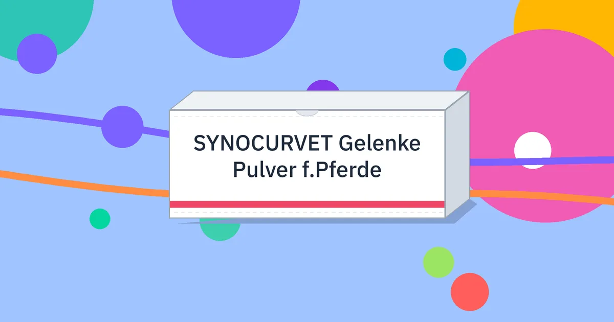 Symbolbild: Packung mit der Aufschrift SYNOCURVET Gelenke Pulver f.Pferde (PZN 19459528) – Verfügbarkeit und Bezug in Apotheken in Frankfurt am Main
