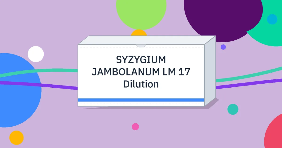 Symbolbild: Packung mit der Aufschrift SYZYGIUM JAMBOLANUM LM 17 Dilution (PZN 13212229) – Verfügbarkeit und Bezug in Apotheken in Frankfurt am Main