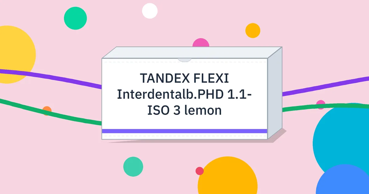 Symbolbild: Packung mit der Aufschrift TANDEX FLEXI Interdentalb.PHD 1.1-ISO 3 lemon (PZN 16498930) – Verfügbarkeit und Bezug in Apotheken in Frankfurt am Main