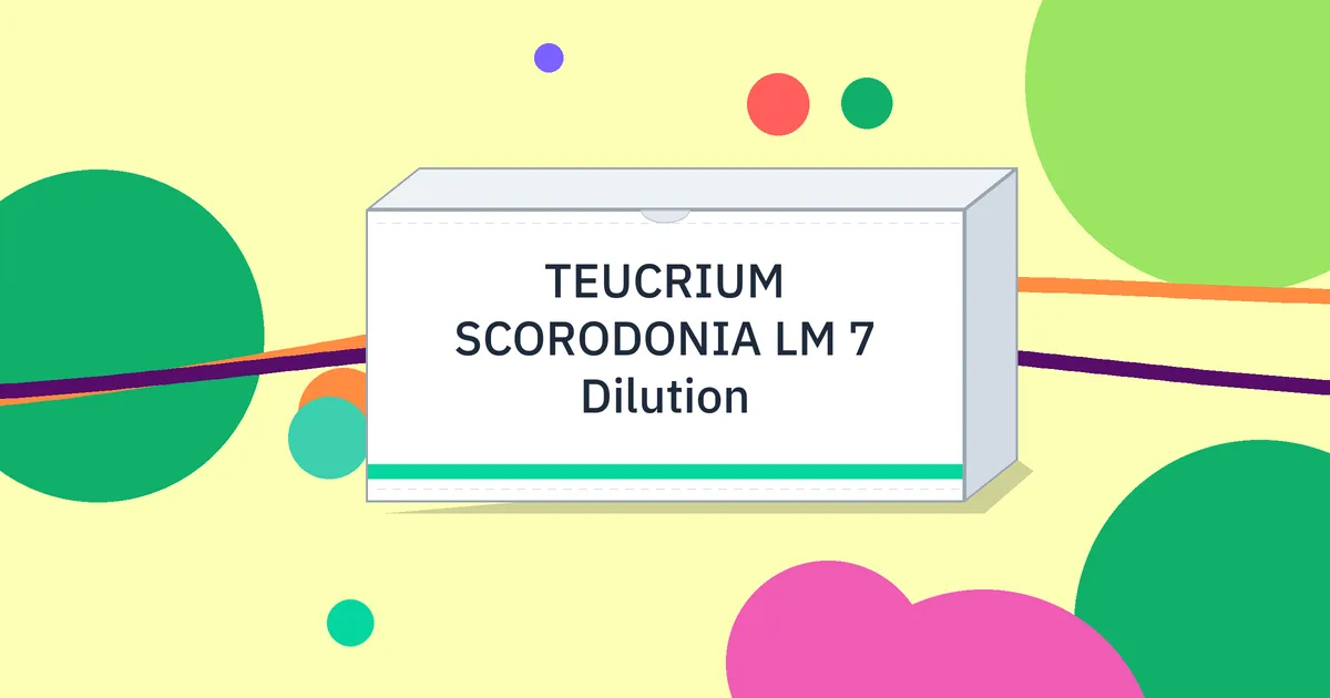 Symbolbild: Packung mit der Aufschrift TEUCRIUM SCORODONIA LM 7 Dilution (PZN 13217497) – Verfügbarkeit und Bezug in Apotheken in Frankfurt am Main