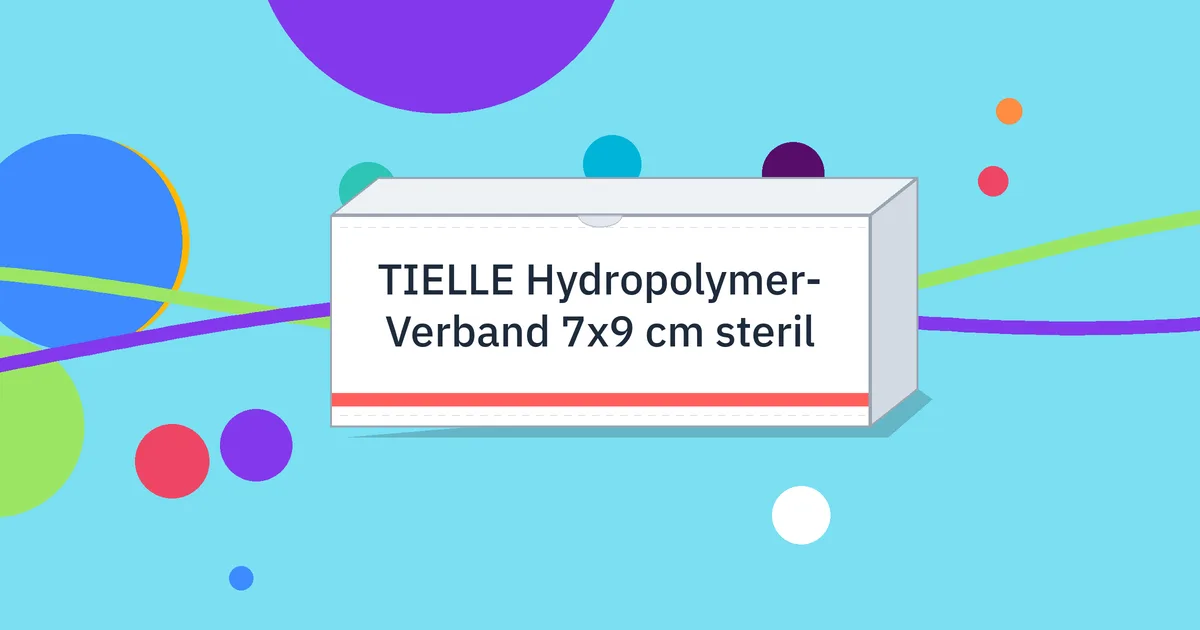 Symbolbild: Packung mit der Aufschrift TIELLE Hydropolymer-Verband 7x9 cm steril (PZN 17311230) – Verfügbarkeit und Bezug in Apotheken in Frankfurt am Main