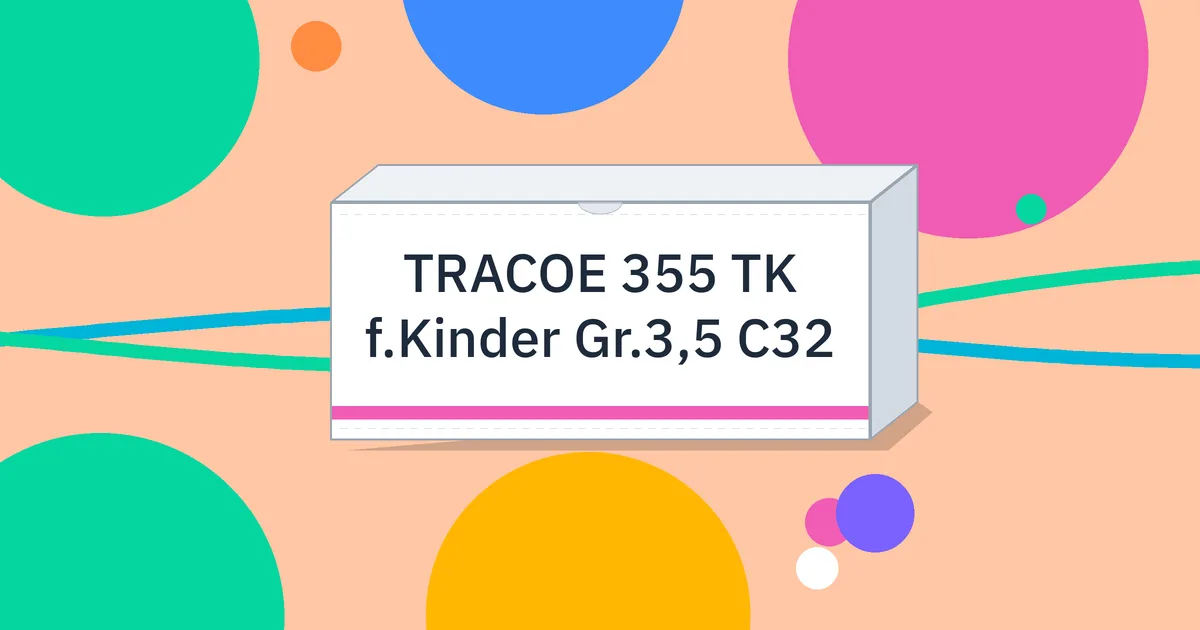 Symbolbild: Packung mit der Aufschrift TRACOE 355 TK f.Kinder Gr.3,5 C32 (PZN 11643988) – Verfügbarkeit und Bezug in Apotheken in Frankfurt am Main