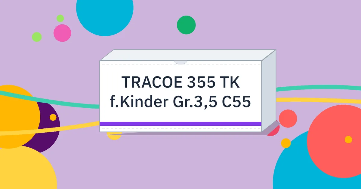 Symbolbild: Packung mit der Aufschrift TRACOE 355 TK f.Kinder Gr.3,5 C55 (PZN 11644077) – Verfügbarkeit und Bezug in Apotheken in Frankfurt am Main