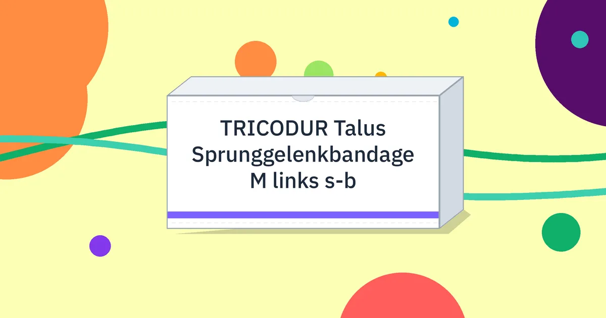 Symbolbild: Packung mit der Aufschrift TRICODUR Talus Sprunggelenkbandage M links s-b (PZN 09890432) – Verfügbarkeit und Bezug in Apotheken in Frankfurt am Main