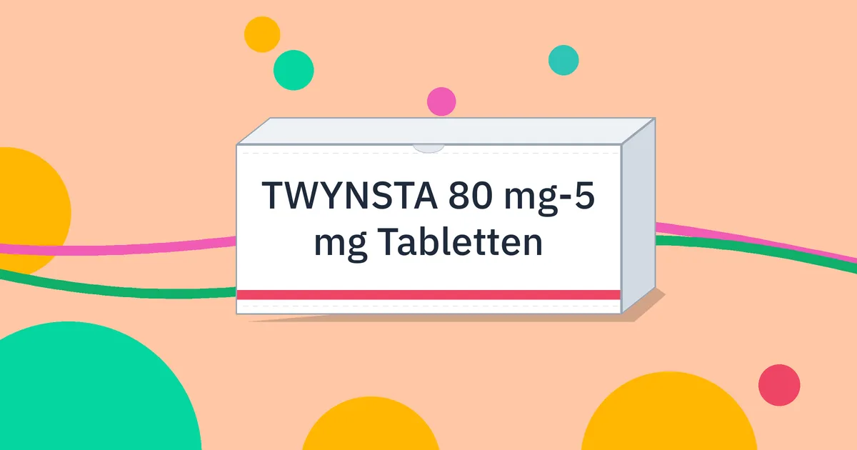 Symbolbild: Packung mit der Aufschrift TWYNSTA 80 mg-5 mg Tabletten (PZN 09605667) – Verfügbarkeit und Bezug in Apotheken in Frankfurt am Main