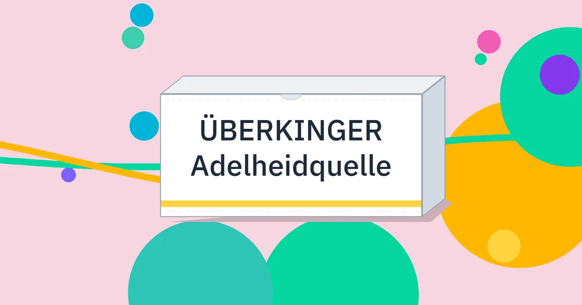 Symbolbild: Packung mit der Aufschrift ÜBERKINGER Adelheidquelle (PZN 03059235) – Verfügbarkeit und Bezug in Apotheken in Frankfurt am Main