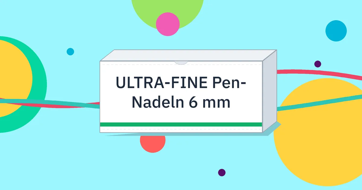 Symbolbild: Packung mit der Aufschrift ULTRA-FINE Pen-Nadeln 6 mm (PZN 20611875) – Verfügbarkeit und Bezug in Apotheken in Frankfurt am Main