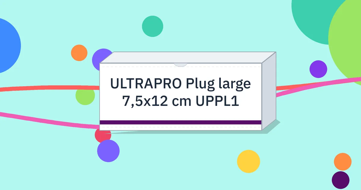 Symbolbild: Packung mit der Aufschrift ULTRAPRO Plug large 7,5x12 cm UPPL1 (PZN 20855229) – Verfügbarkeit und Bezug in Apotheken in Frankfurt am Main