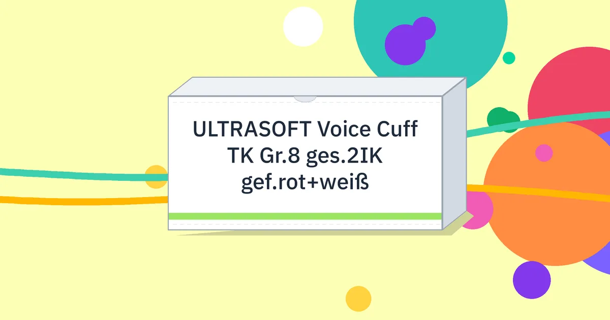 Symbolbild: Packung mit der Aufschrift ULTRASOFT Voice Cuff TK Gr.8 ges.2IK gef.rot+weiß (PZN 10731495) – Verfügbarkeit und Bezug in Apotheken in Frankfurt am Main