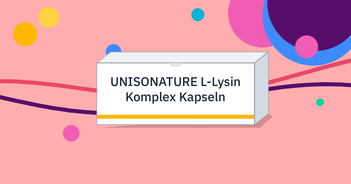 Symbolbild: Packung mit der Aufschrift UNISONATURE L-Lysin Komplex Kapseln (PZN 19537197) – Verfügbarkeit und Bezug in Apotheken in Frankfurt am Main