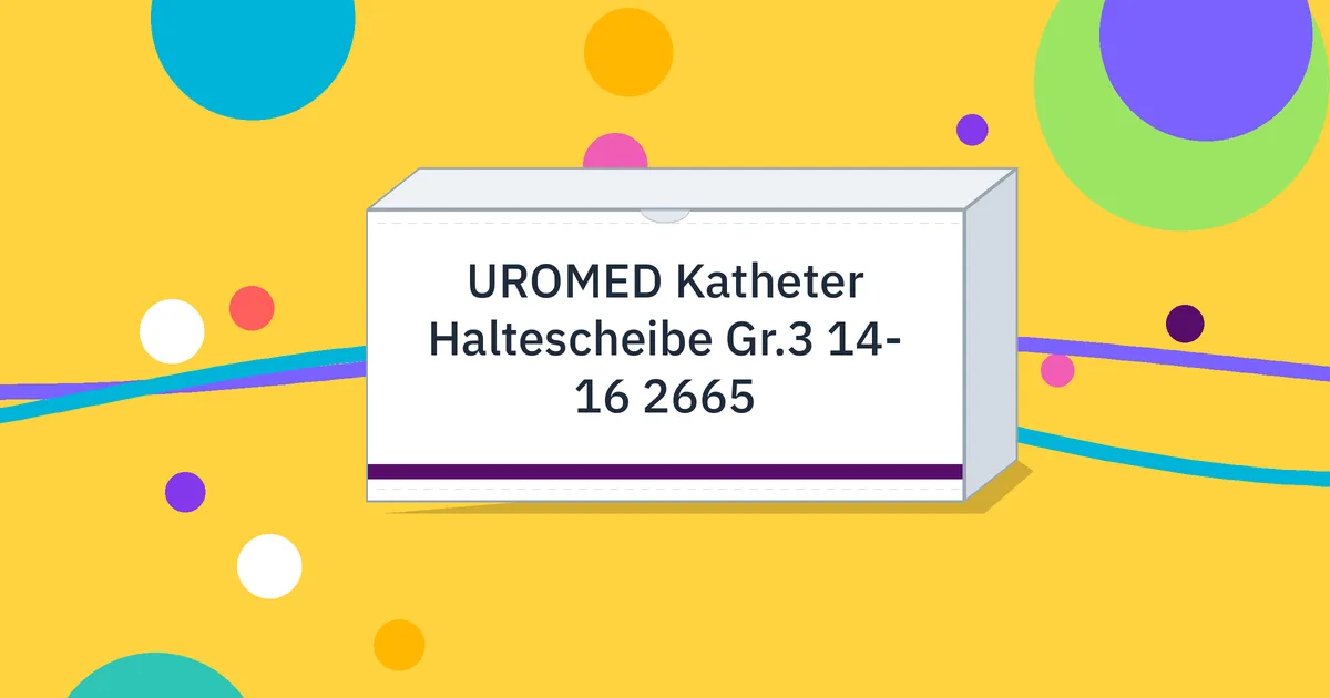 Symbolbild: Packung mit der Aufschrift UROMED Katheter Haltescheibe Gr.3 14-16 2665 (PZN 03281330) – Verfügbarkeit und Bezug in Apotheken in Frankfurt am Main