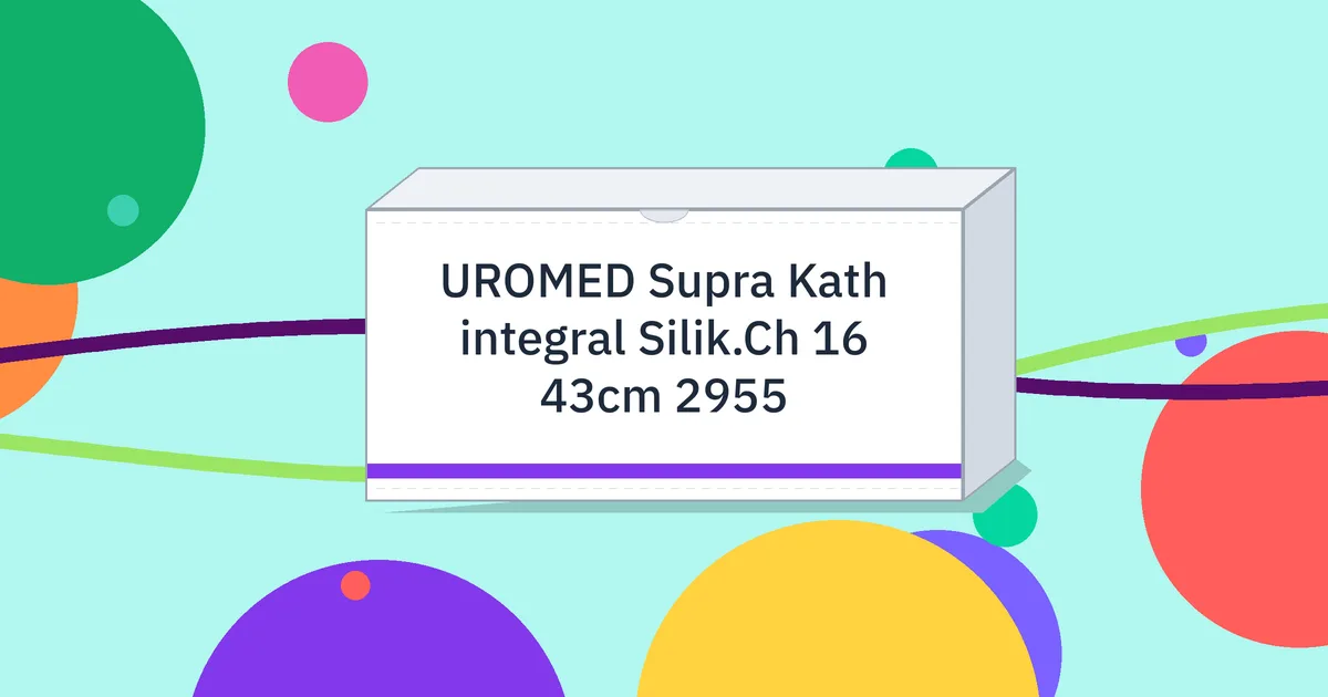 Symbolbild: Packung mit der Aufschrift UROMED Supra Kath integral Silik.Ch 16 43cm 2955 (PZN 00051687) – Verfügbarkeit und Bezug in Apotheken in Frankfurt am Main