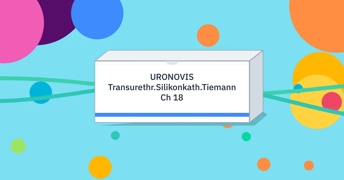 Symbolbild: Packung mit der Aufschrift URONOVIS Transurethr.Silikonkath.Tiemann Ch 18 (PZN 00795867) – Verfügbarkeit und Bezug in Apotheken in Frankfurt am Main