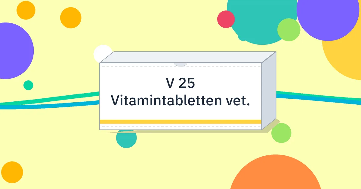 Symbolbild: Packung mit der Aufschrift V 25 Vitamintabletten vet. (PZN 04604166) – Verfügbarkeit und Bezug in Apotheken in Frankfurt am Main