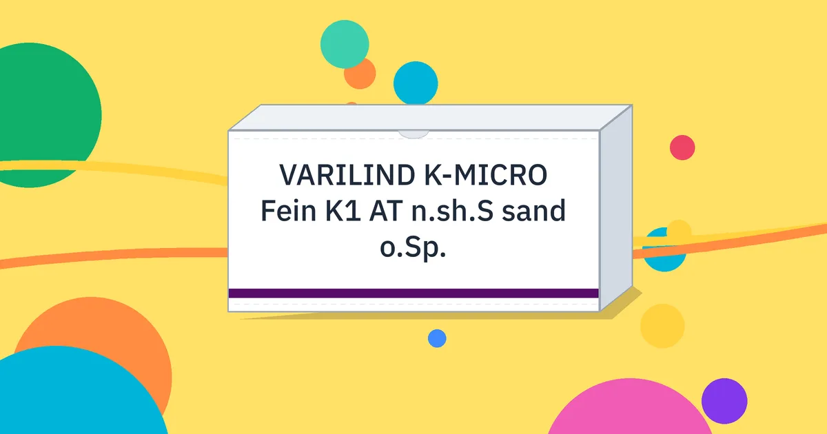 Symbolbild: Packung mit der Aufschrift VARILIND K-MICRO Fein K1 AT n.sh.S sand o.Sp. (PZN 20551736) – Verfügbarkeit und Bezug in Apotheken in Frankfurt am Main